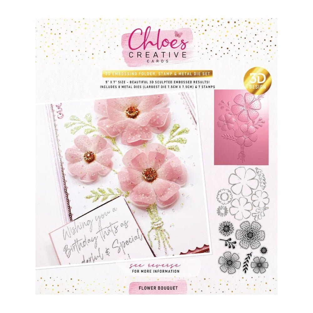 Flower Bouquet 5x7 3D Embossing Folder, Stamp & Metal Die Set by Chloe