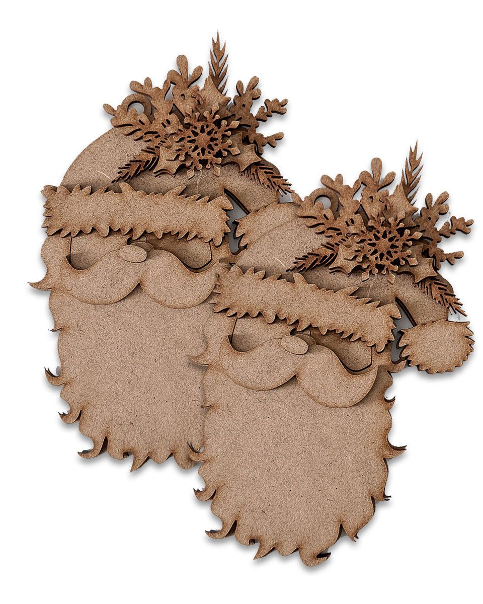 2 x Santa Claus Layered Ornaments MDF Wood Blanks by Polkadoodles