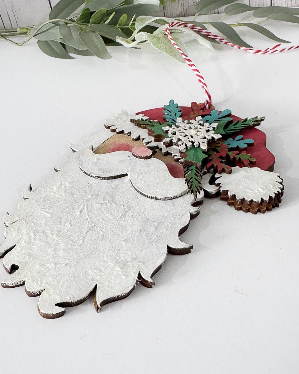 2 x Santa Claus Layered Ornaments MDF Wood Blanks by Polkadoodles