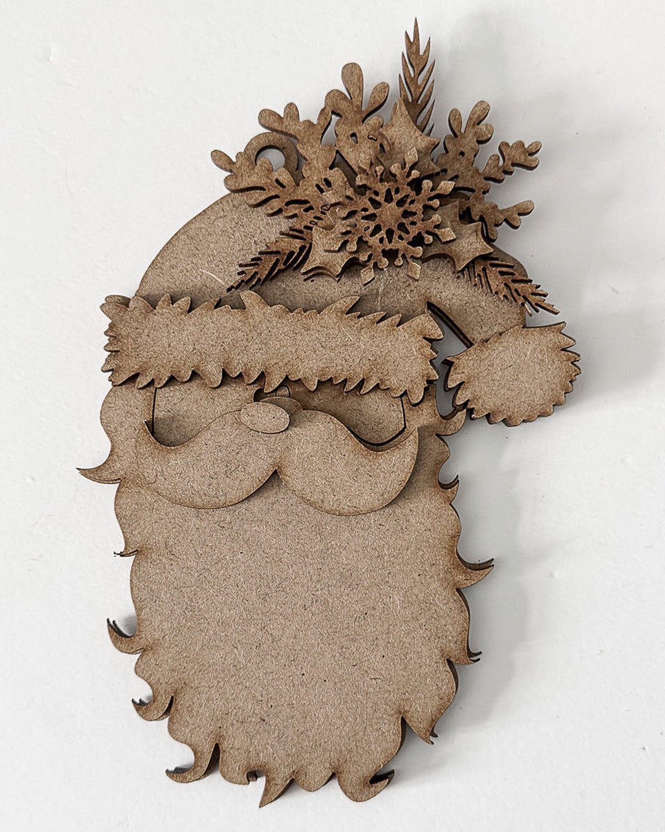 2 x Santa Claus Layered Ornaments MDF Wood Blanks by Polkadoodles