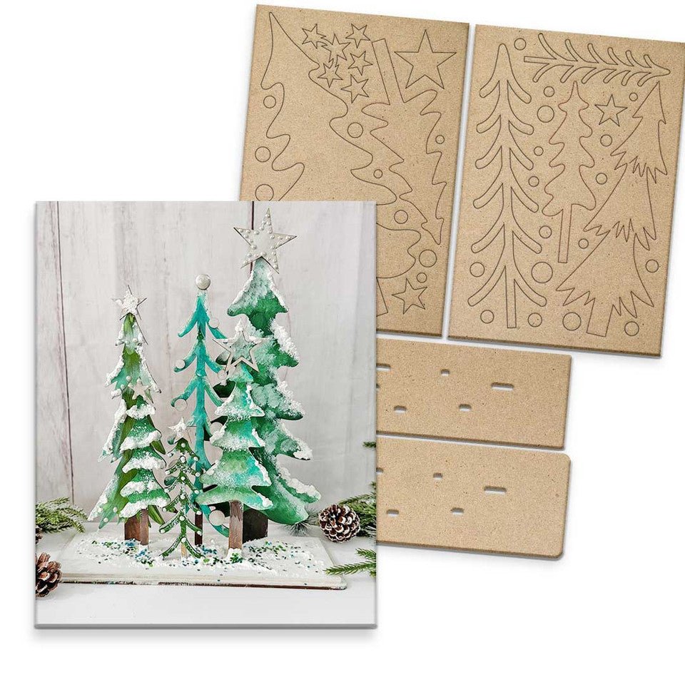 3D Christmas Tree Forest MDF Wood Blank Craft Kit by Polkadoodles