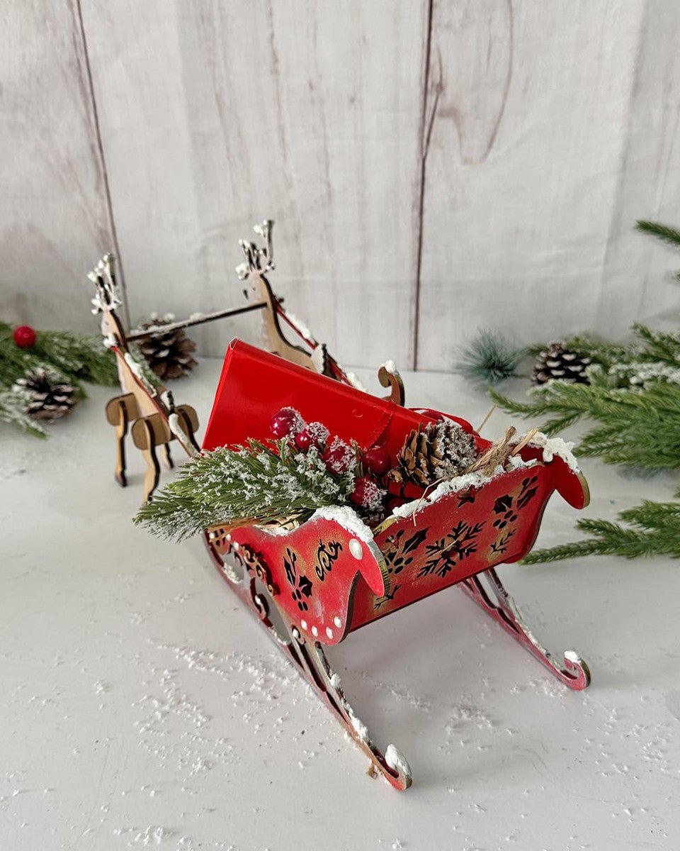 3D Santa's Reindeer Sleigh MDF blank Craft Kit by Polkadoodles