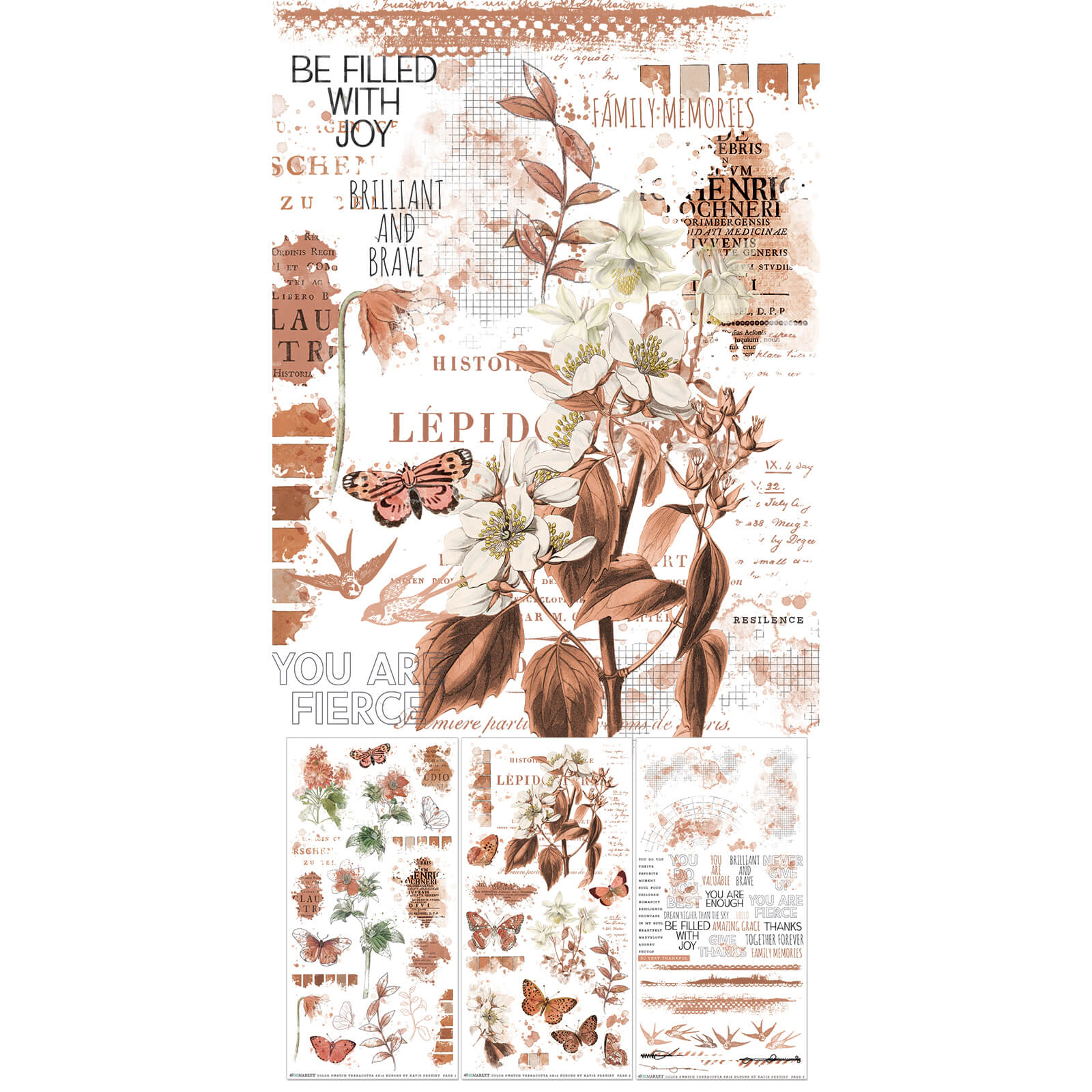 49 and Market Color Swatch Terracotta Rub-on Transfer Set