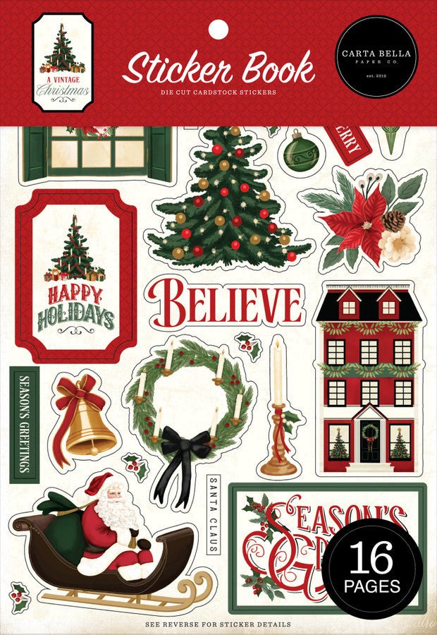 Vintage Christmas Stickers Fancy Glitter Stickers, Christmas Baubles