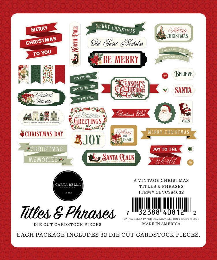 Carta Bella A Vintage Christmas Titles & Phrases Ephemera