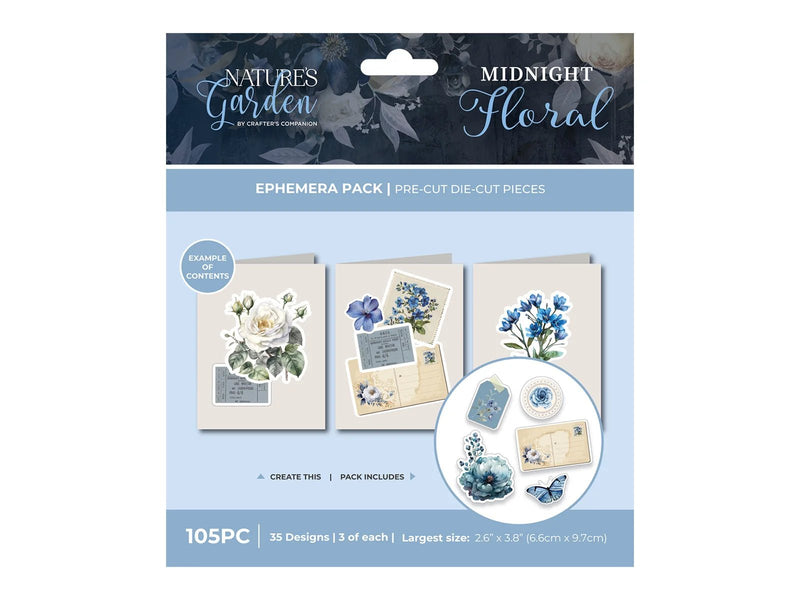 Nature's Garden Midnight Floral Ephemera Pack by Crafters Companion