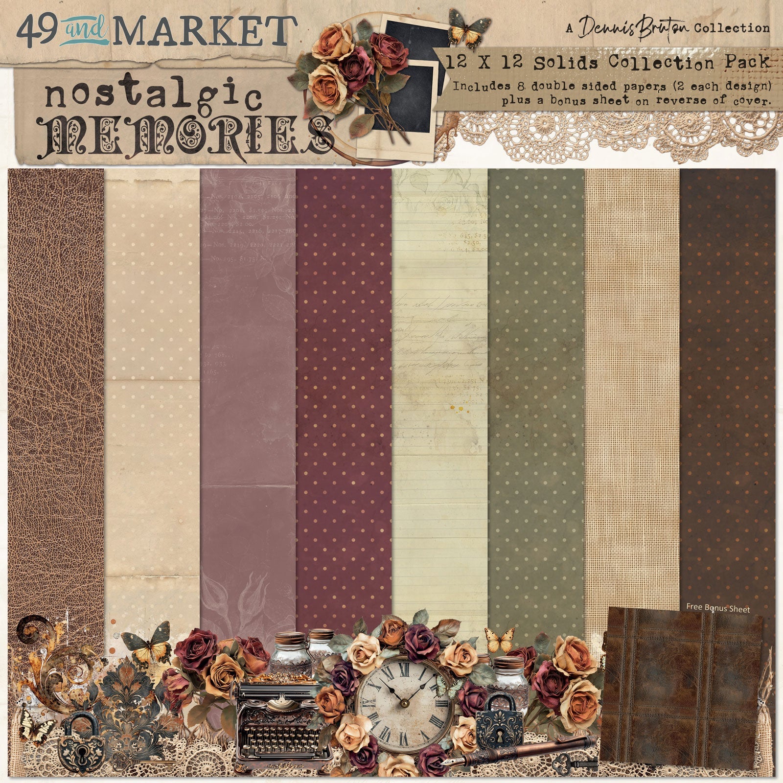 Nostalgic Memories 12x12 Papers Solid Collection Pack by 49 and Market