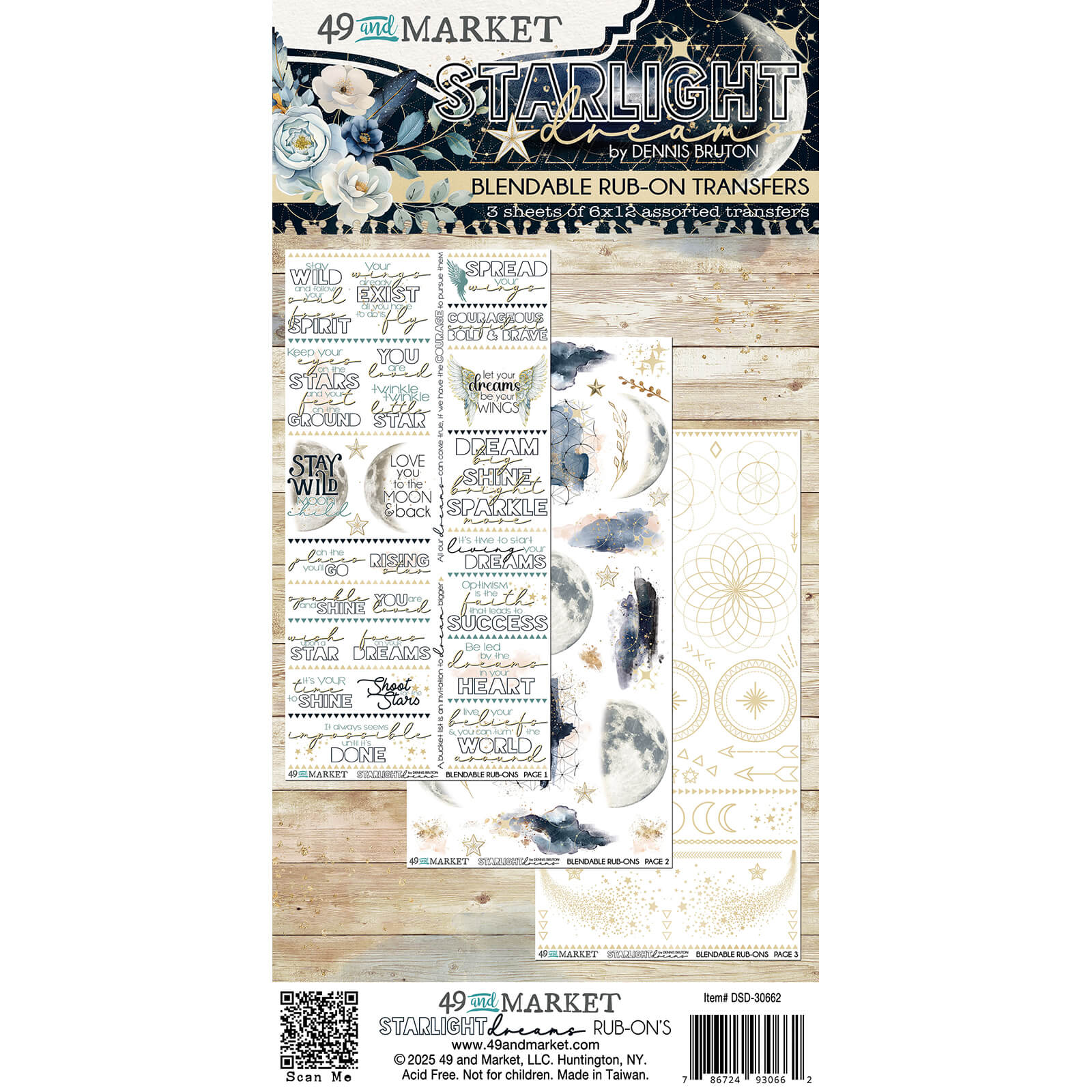 Starlight Dreams 6×12 Rub-on Transfer Set by 49 and Market