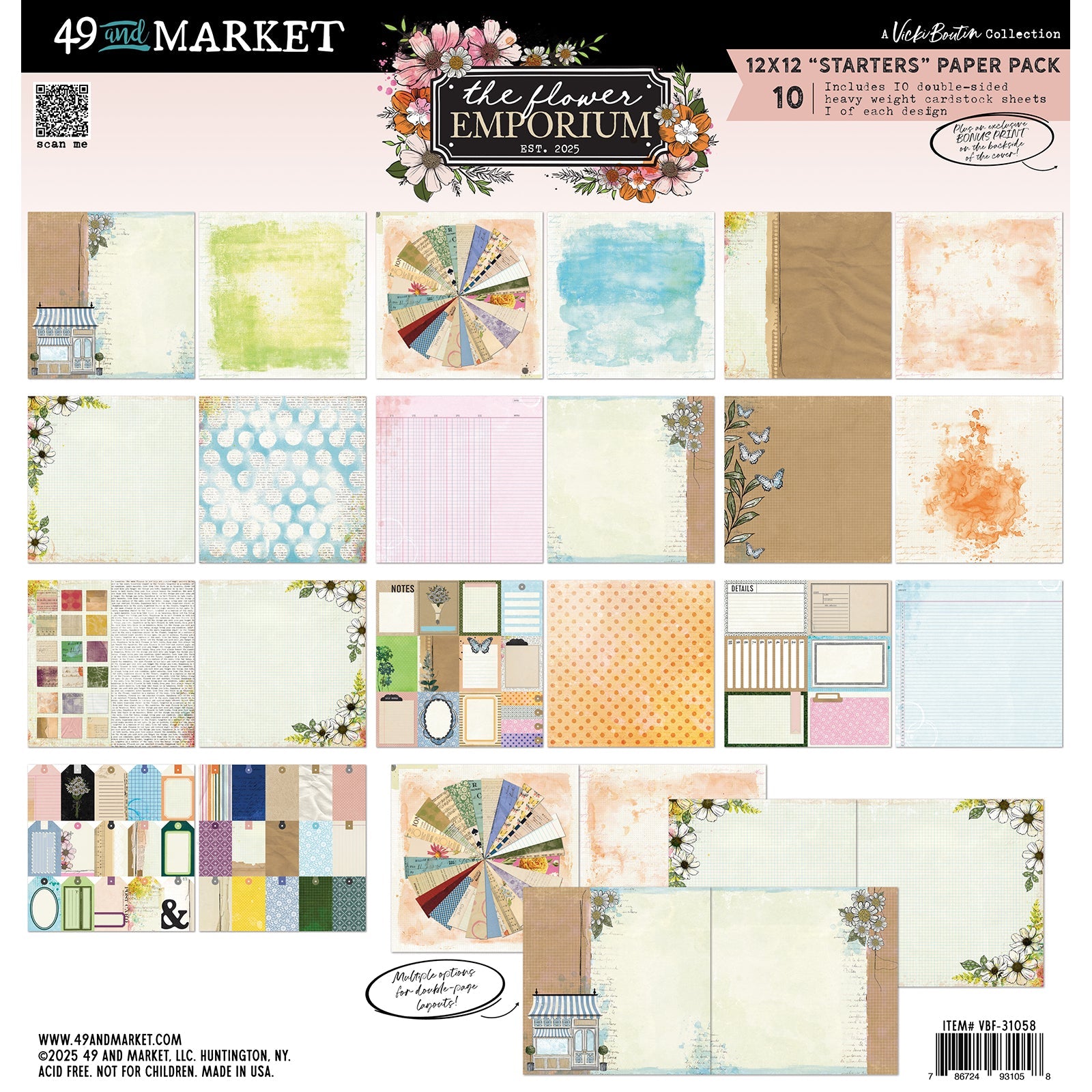 The Flower Emporium 12×12 “Starters” Paper Pack by 49 and Market