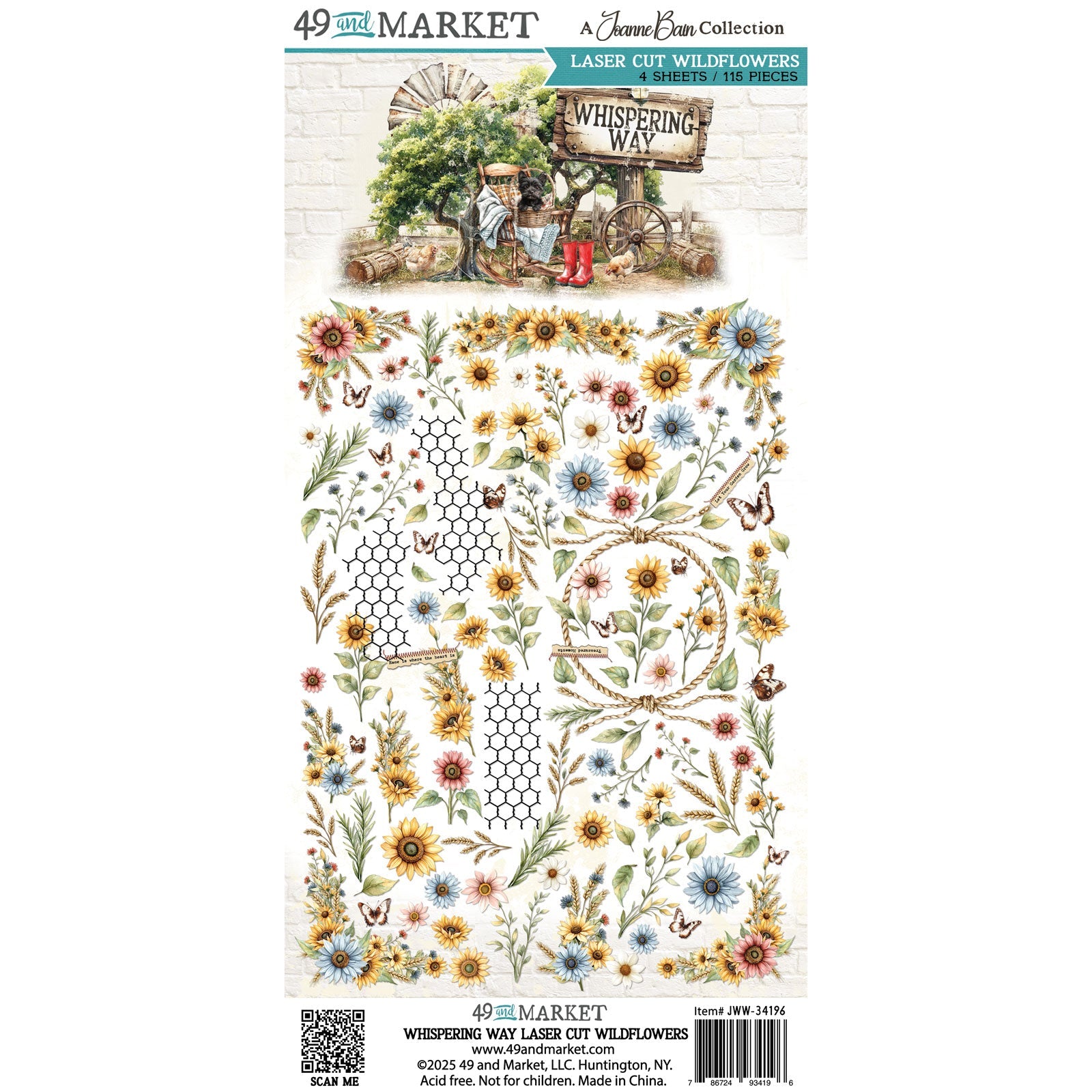 Whispering Way 115 Pieces Wildflower Laser Cuts by 49 and Market