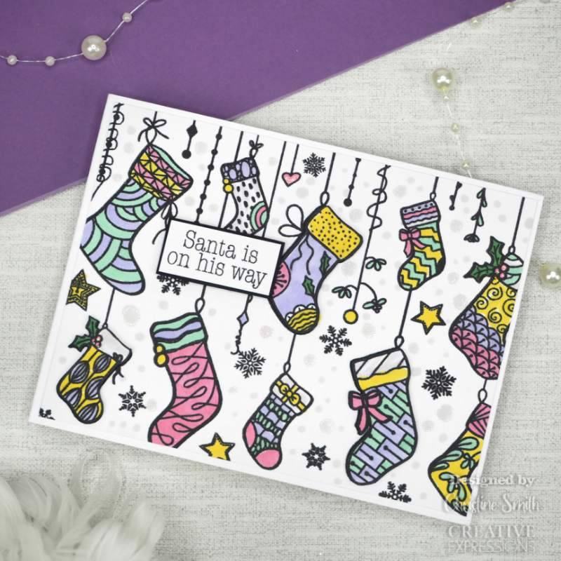 Bonnita Moaby Stocking Garland 6 in x 4 in Rubber Stamp