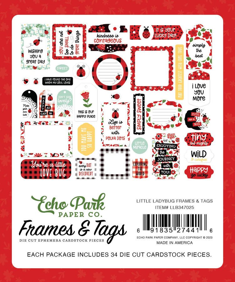 Little Ladybug Frames & Tags Die Cuts by Echo Park