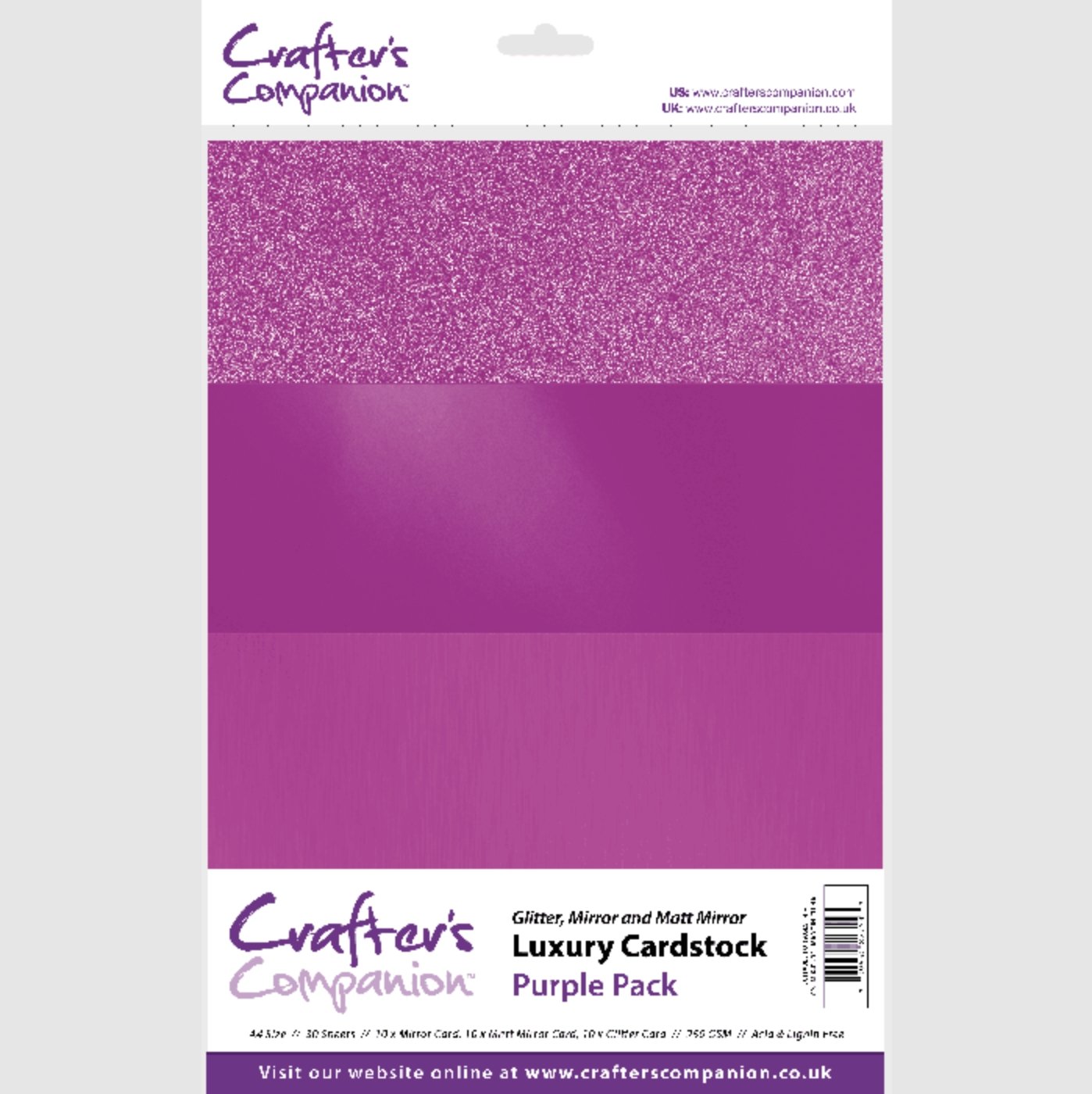 A4 Luxury Cardstock Pack Purple by Crafters Companion