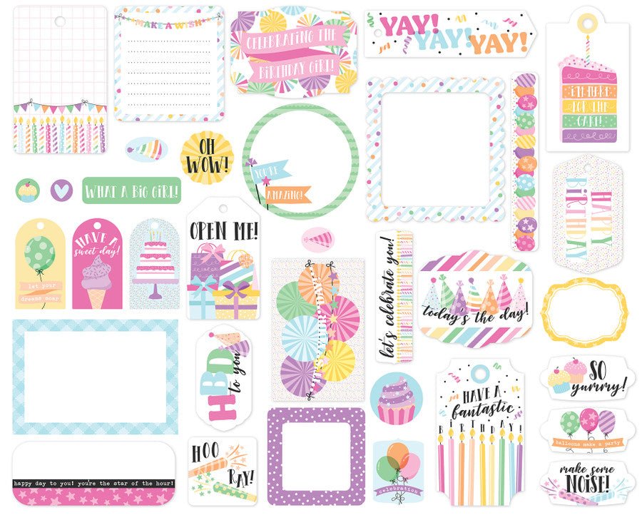 Make A Wish Birthday Girl Frames & Tags Die Cuts by Echo Park